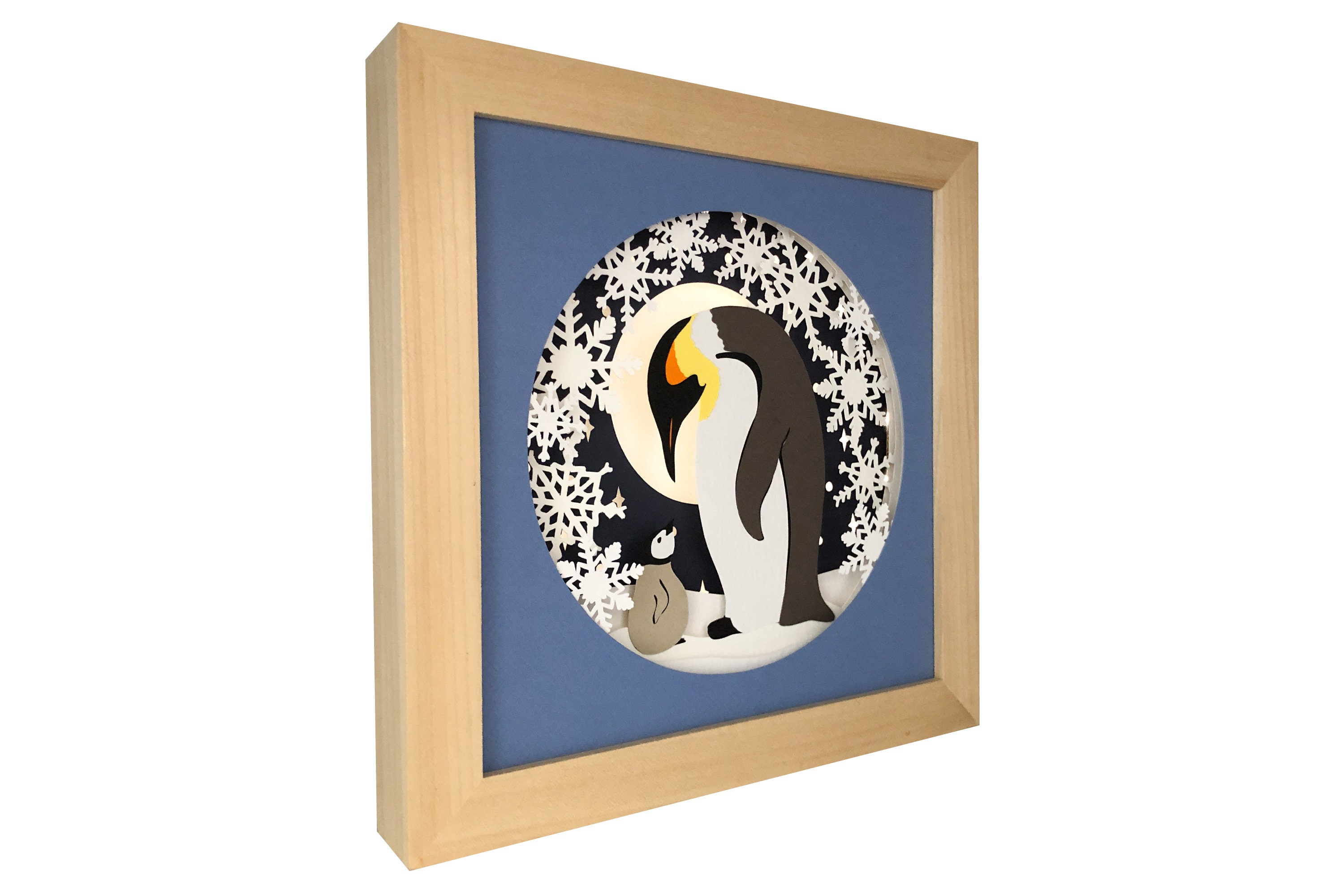 Penguin Paper Craft Template 3D Layered Paper Cut Shadow Box | Etsy