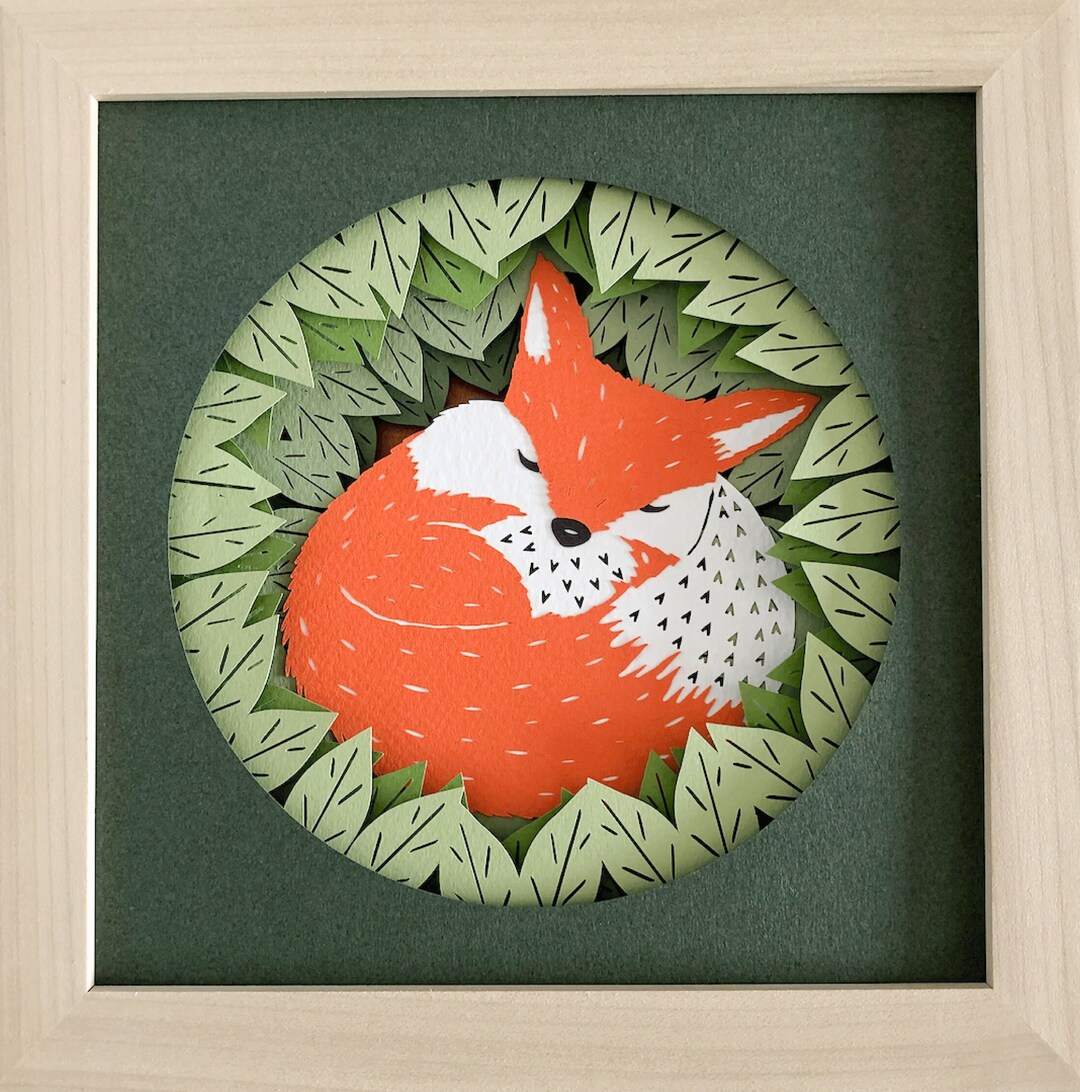 Baby Fox Shadow Box Papercut Template 3D, Pdf Jpg for Hand Cutting, Dxf ...