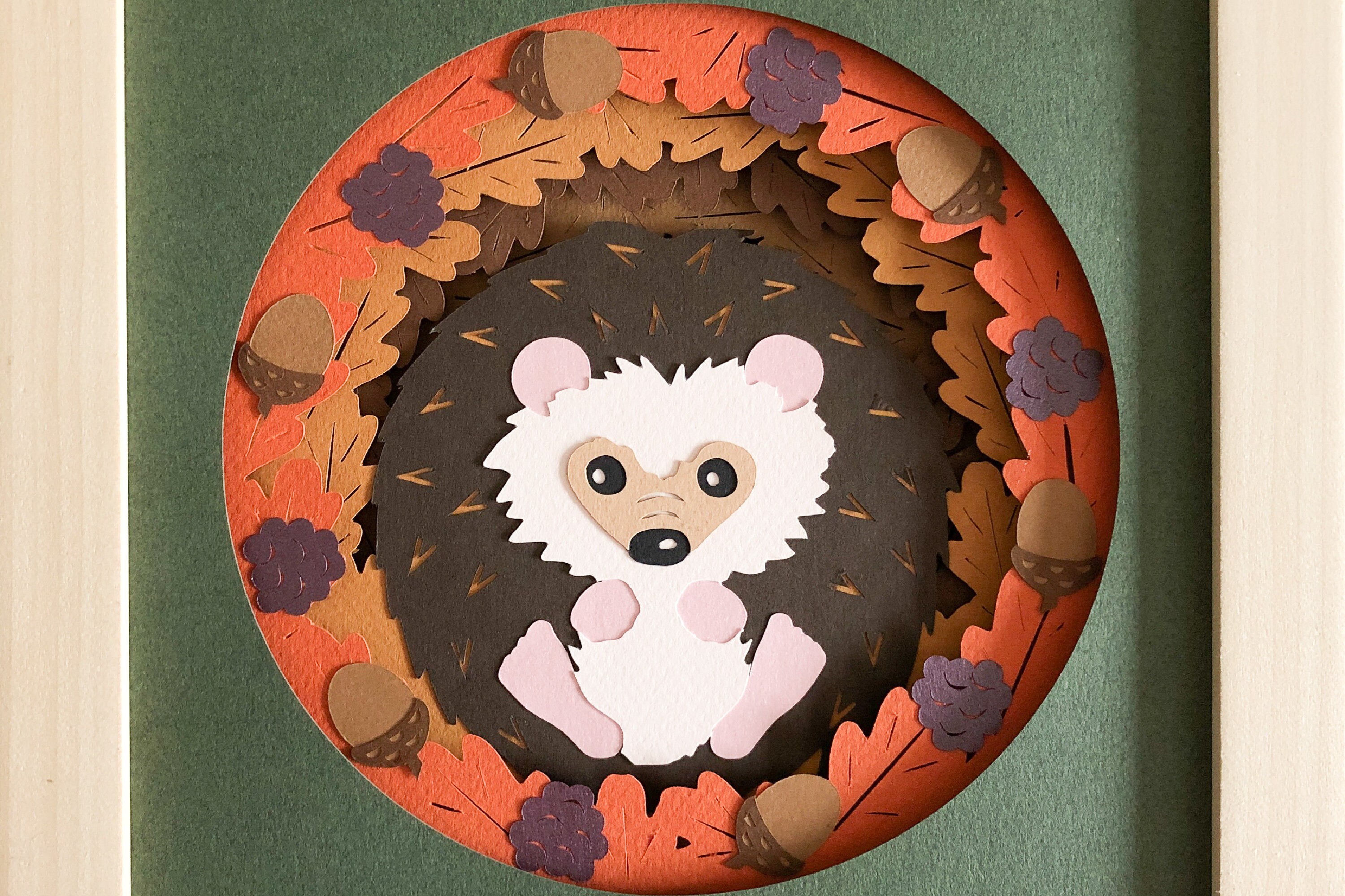 Hedgehog Fall Autumn Shadow Box 3D Svg Papercut Template Pdf - Etsy UK