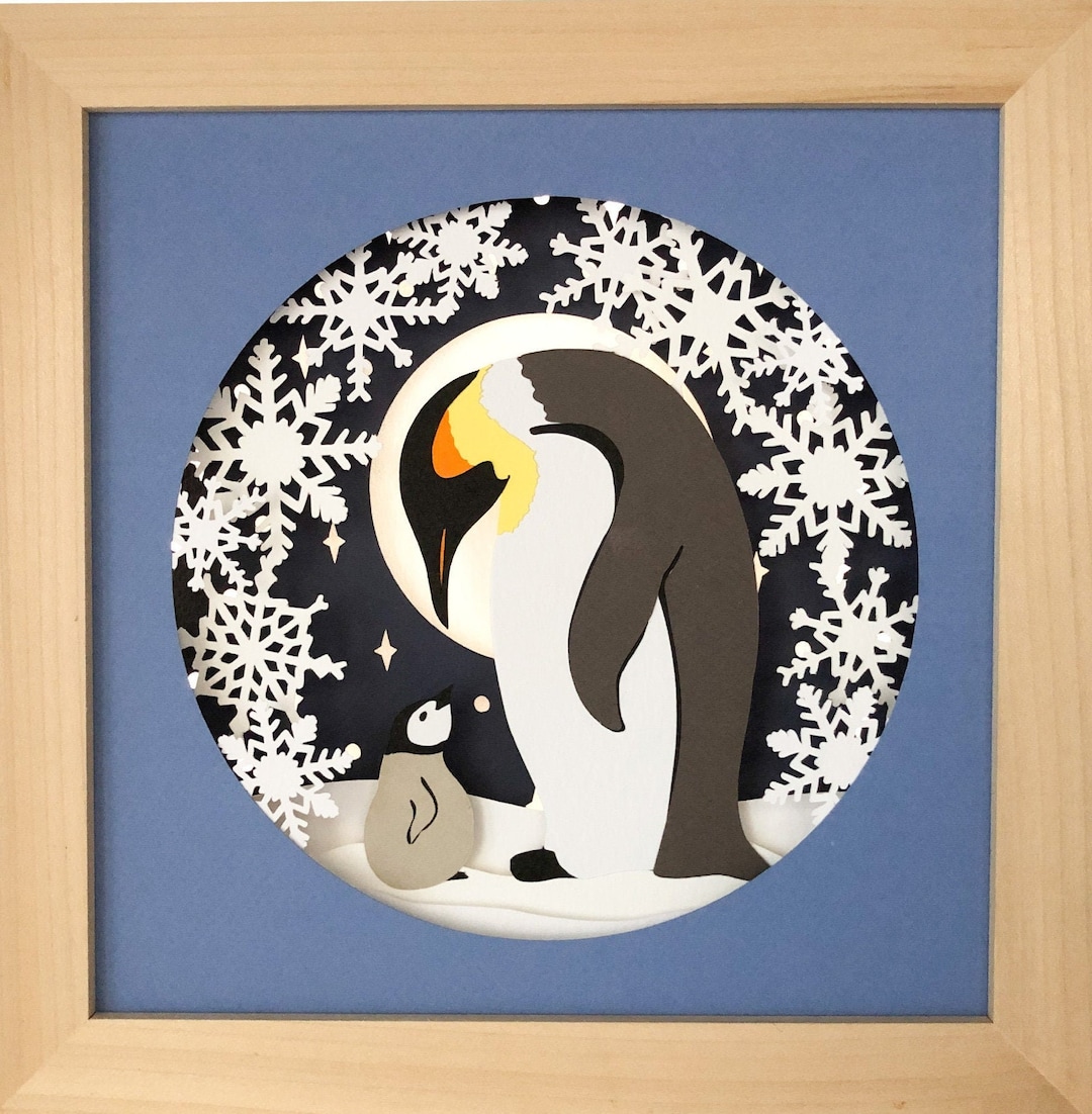 Penguin Paper Craft Template, 3D Layered Paper Cut Shadow Box SVG - Etsy