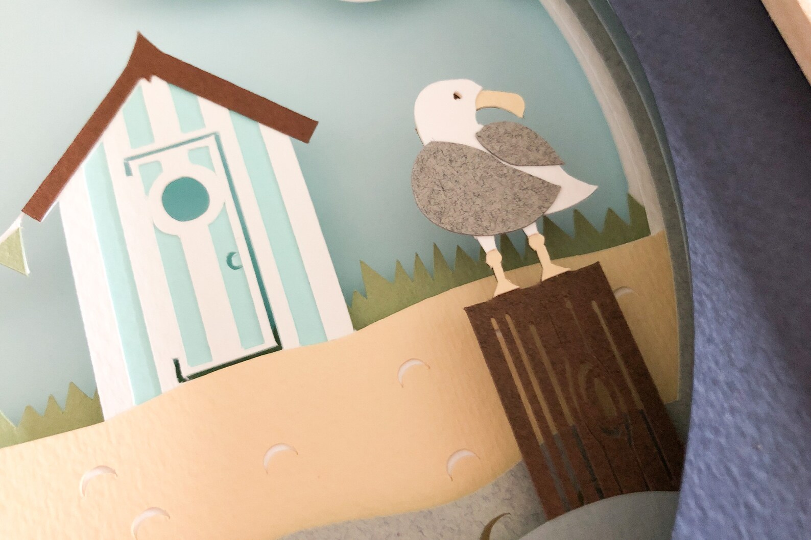 Beach Hut and Bunting Theme 3D Shadow Box Cut File, Beach Hut Svg ...