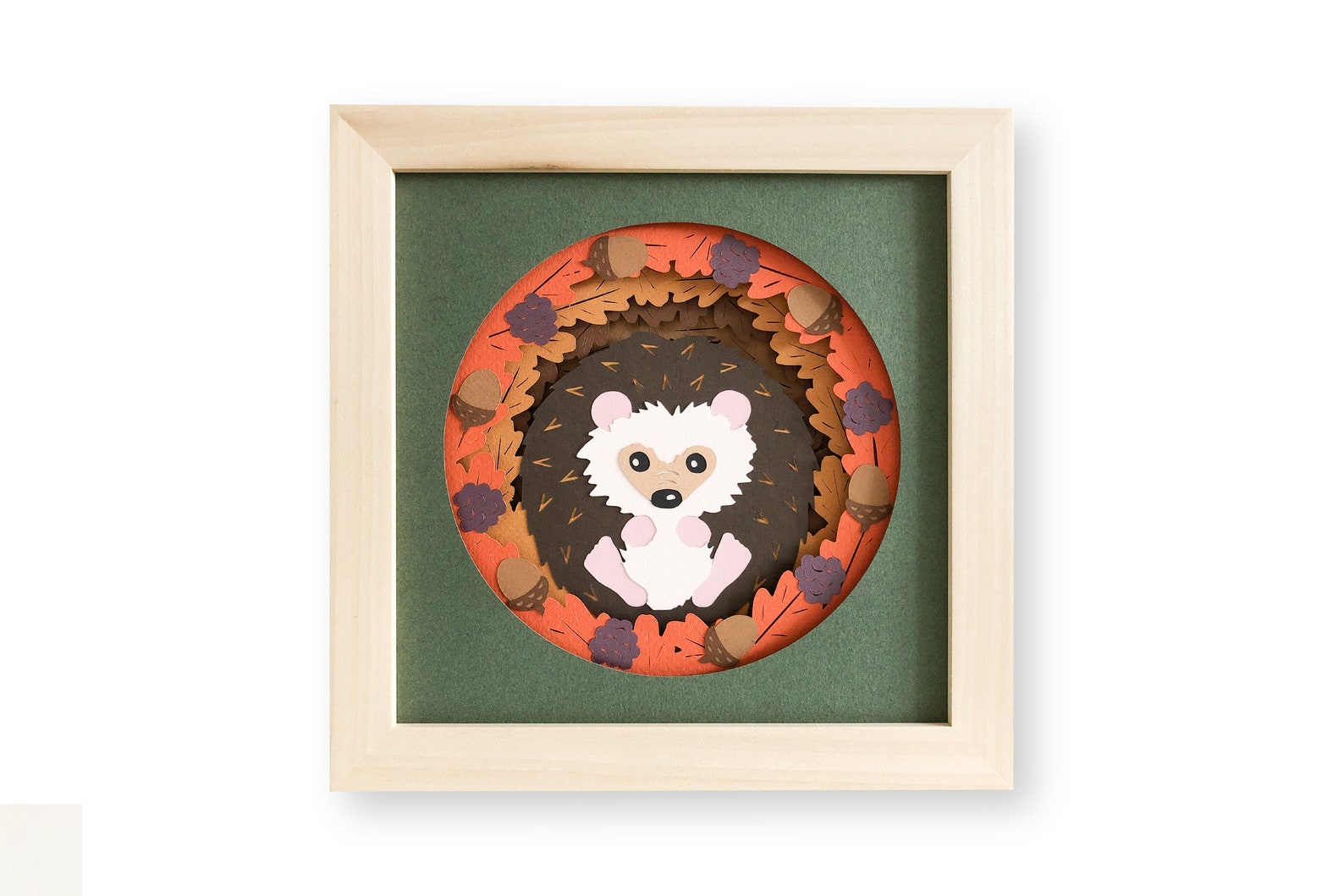 Hedgehog Fall Autumn Shadow Box 3D Svg Papercut Template Pdf - Etsy