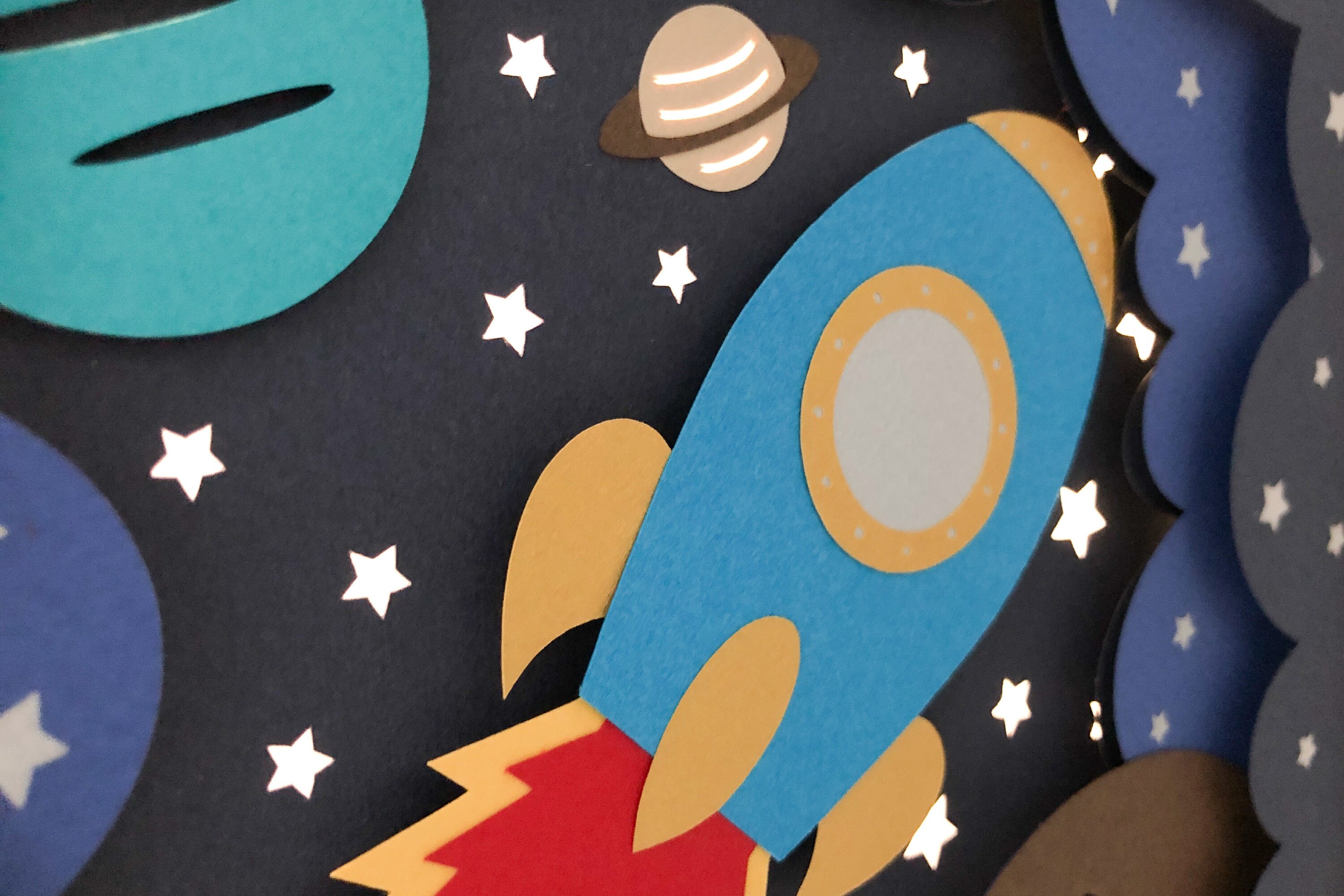Rocket Ship Shadow Box SVG Papercut Template 3D Space Shadow | Etsy UK