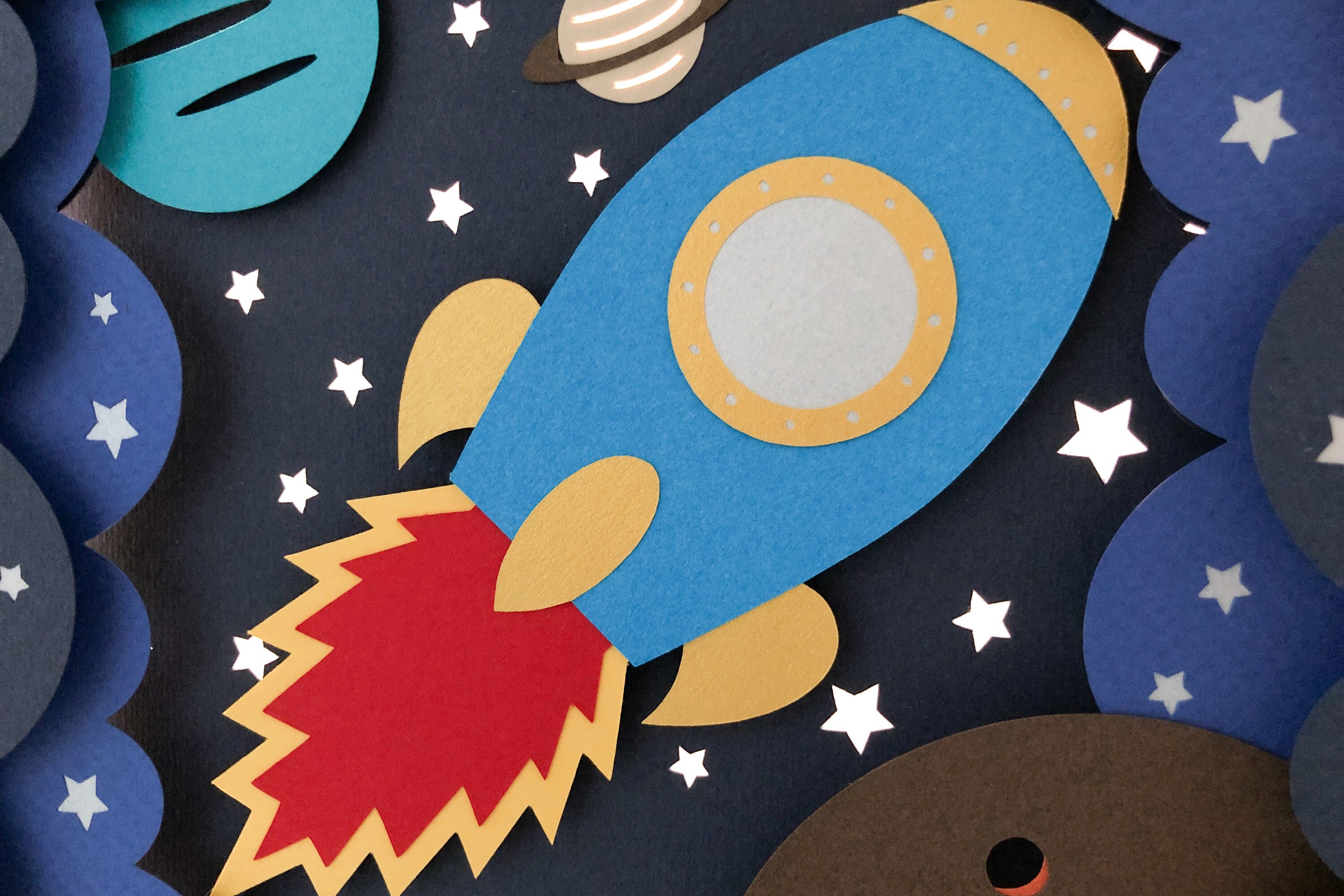 Rocket Ship Shadow Box SVG Papercut Template 3D Space Shadow - Etsy Canada