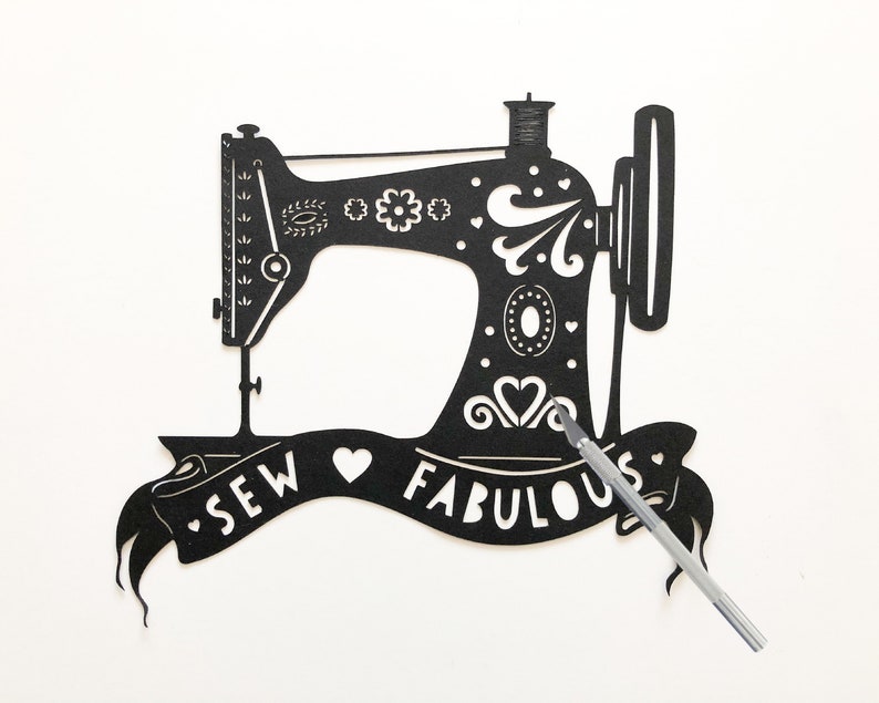 Sewing Machine Papercut Template Pattern Pdf Jpg for Hand | Etsy