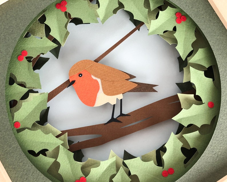 Robin Christmas Shadow Box Svg for Cricut or Silhouette | Etsy