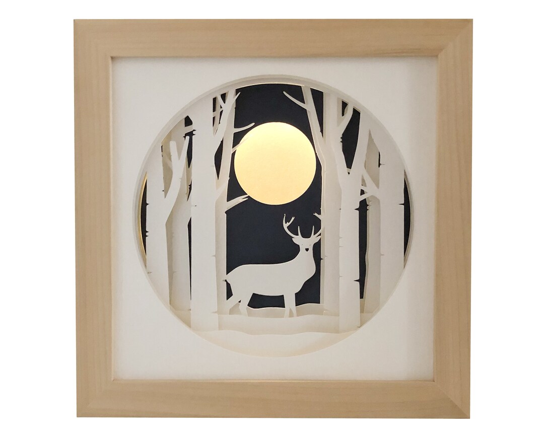 Stag Deer Shadow Box SVG Papercut Template 3D, Woodland Shadow Box and ...