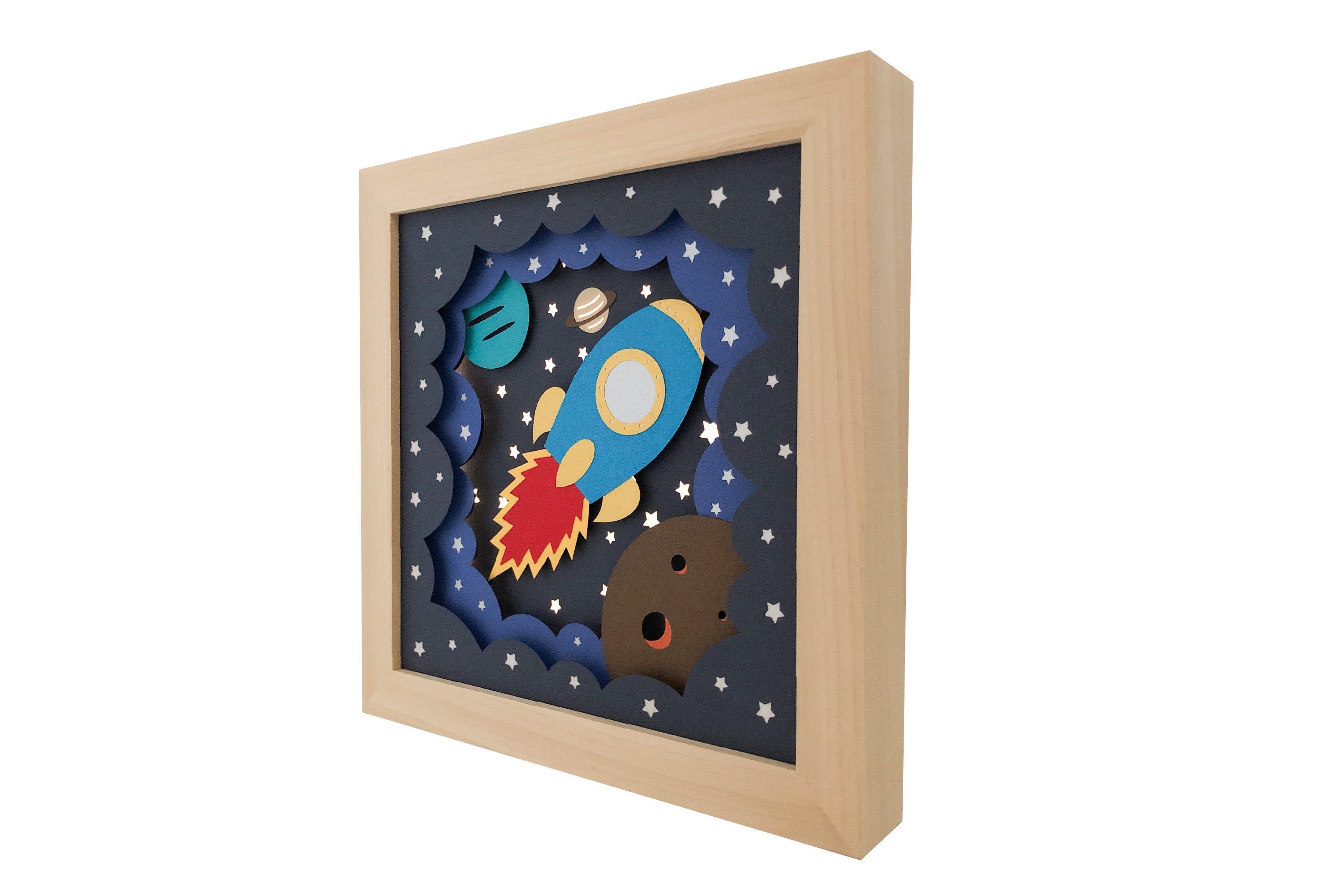 Rocket Ship Shadow Box SVG Papercut Template 3D Space Shadow - Etsy UK