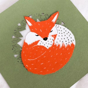 Baby Fox Shadow Box Papercut Template 3D, Pdf Jpg for Hand Cutting, Dxf ...
