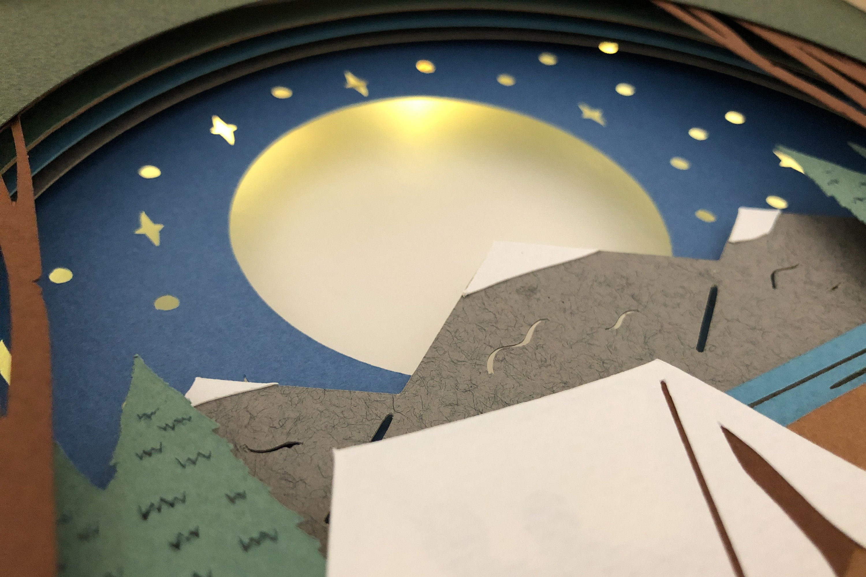 Camping Shadow Box SVG Papercut Template 3D Forest Shadow Box | Etsy