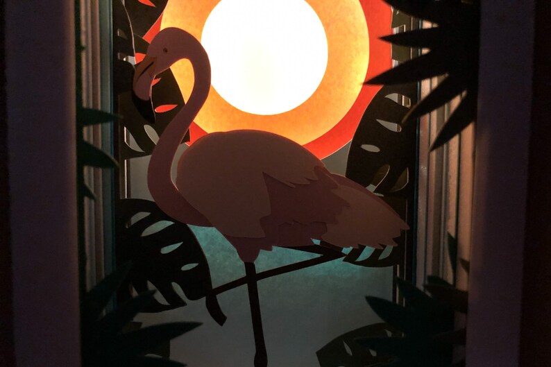 Flamingo Book Nook Diorama Shadow Box Svg for Cricut or Cameo - Etsy