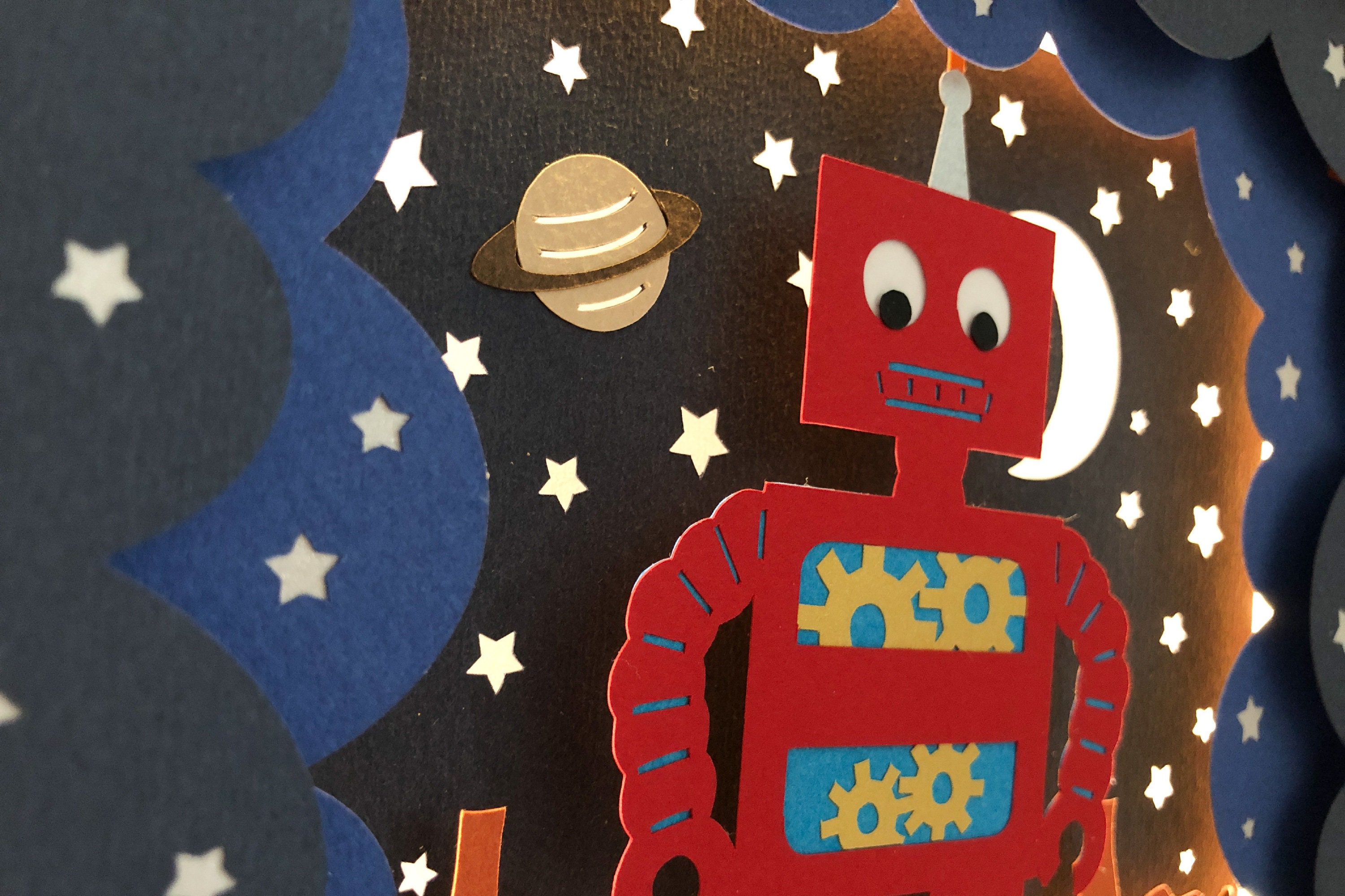 Robot Planet Shadow Box SVG Papercut Template 3D Space Shadow | Etsy
