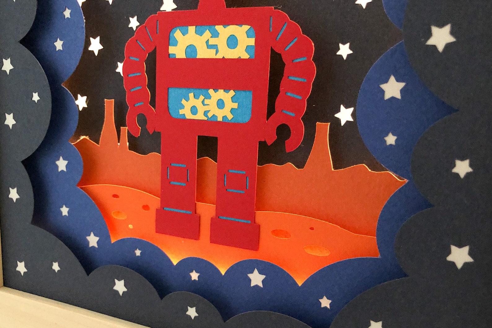 Robot Planet Shadow Box SVG Papercut Template 3D Space Shadow | Etsy