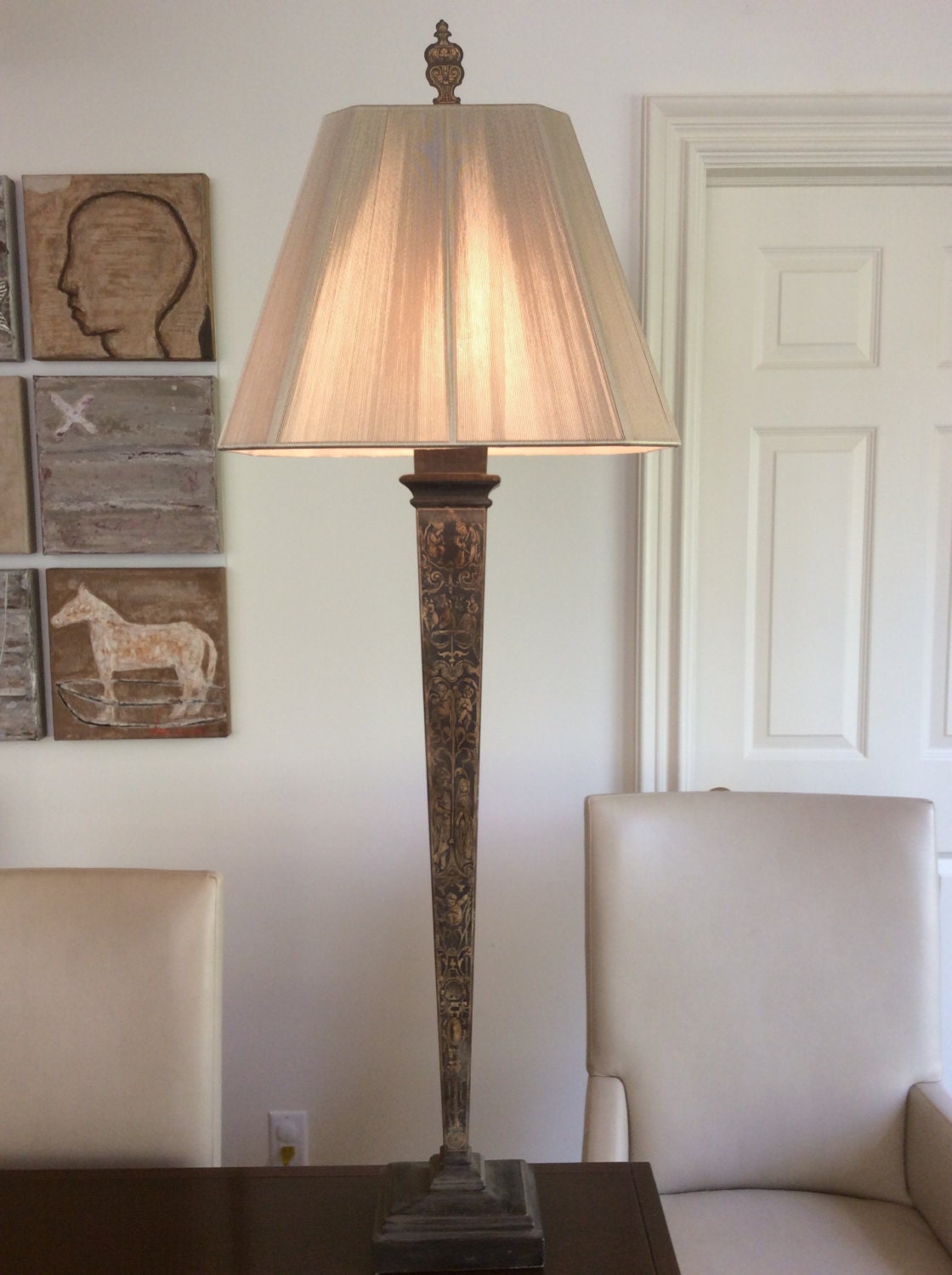 Monumental Pair of Baroque Architectural Wooden Lamps - Etsy