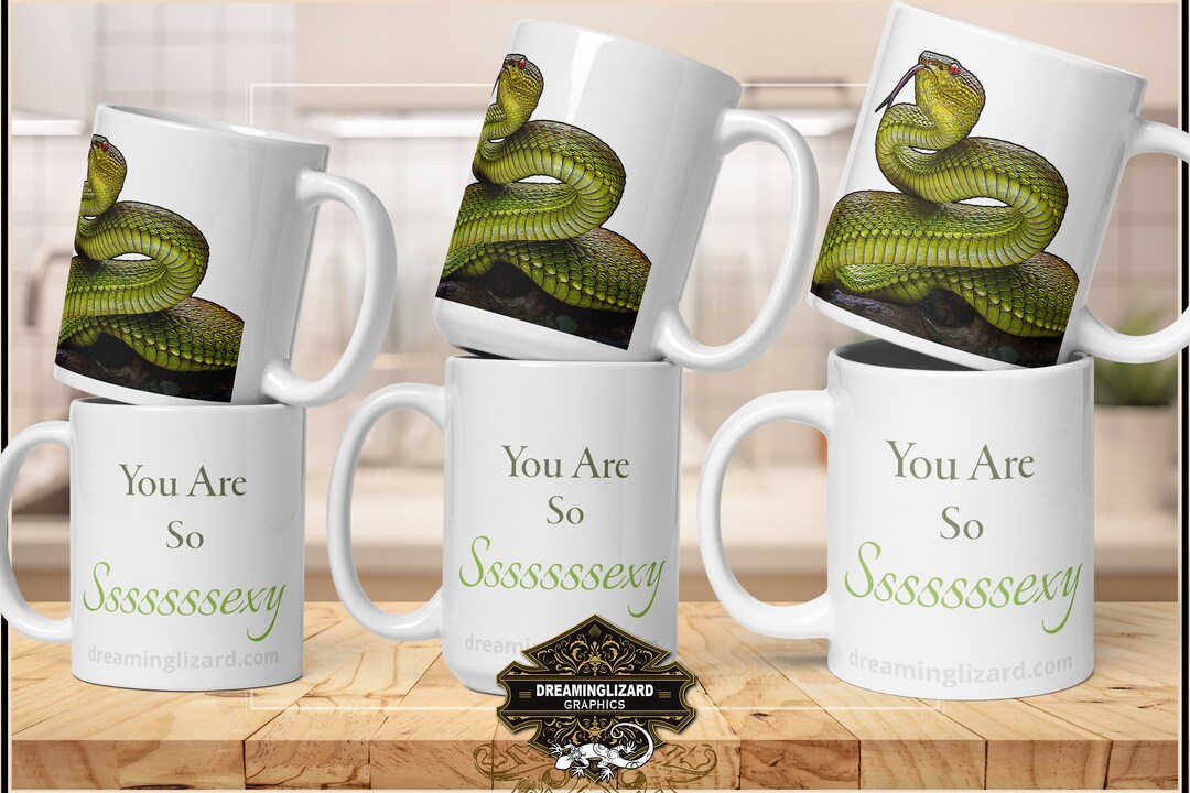 So Ssssexy Viper Snake Coffee Mug, Green Viper Snake Design, - Etsy