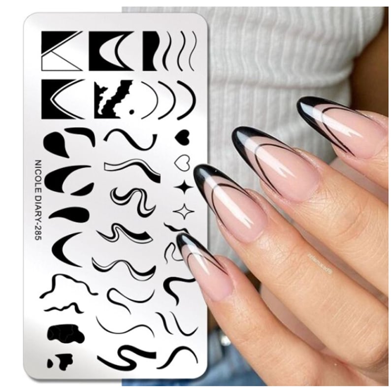 Nail Stamp Plate Abstract Lines Nail Stamping Plate Rectangle - Etsy