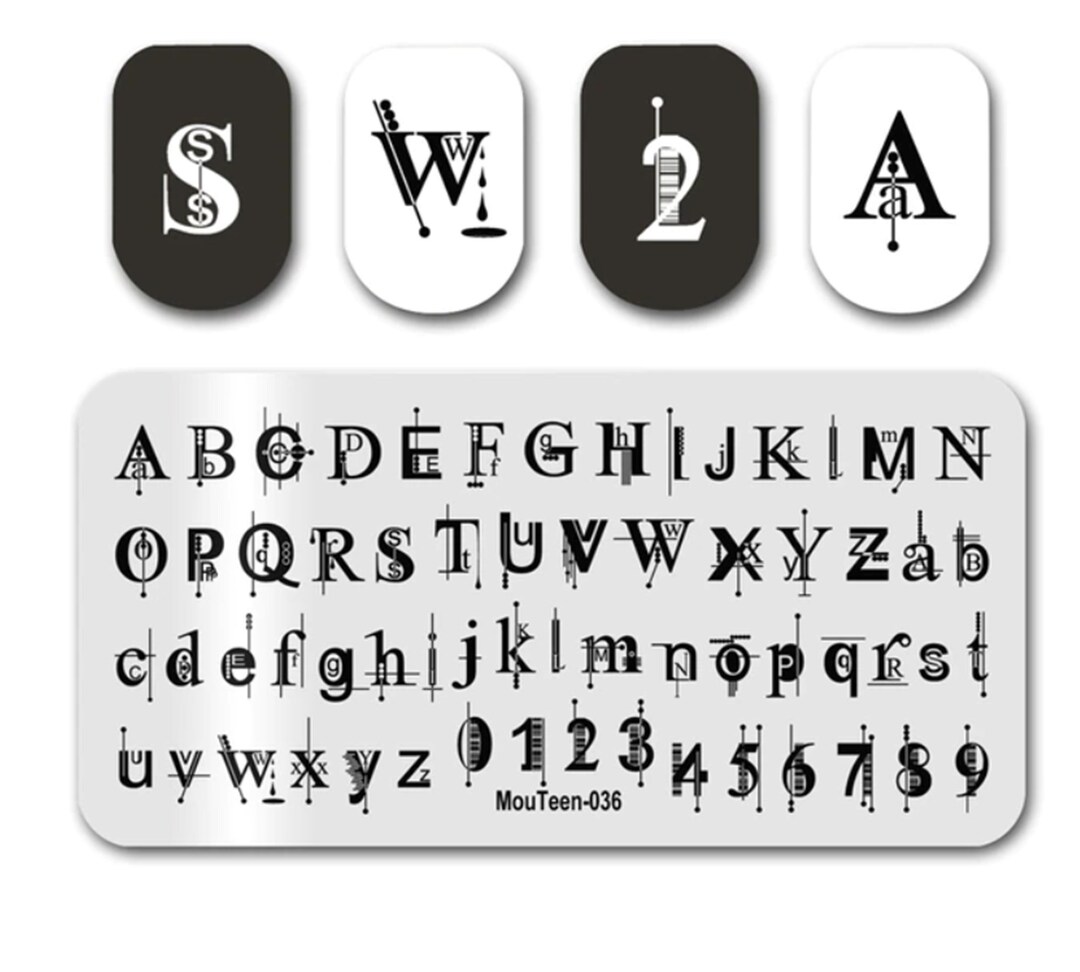 Nail Stamp Letters ~ Alphabet Letters ~ Nail Art Template ~ Plates for ...