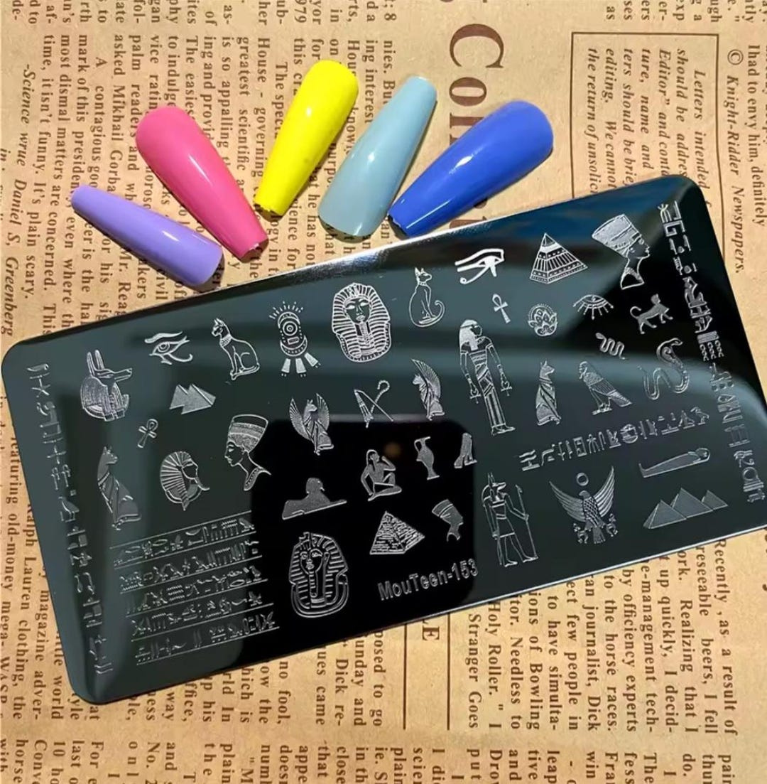 Nail Stamp Egypt ~ Nail Art Template Pyramids ~ Pharaoh Plates for ...