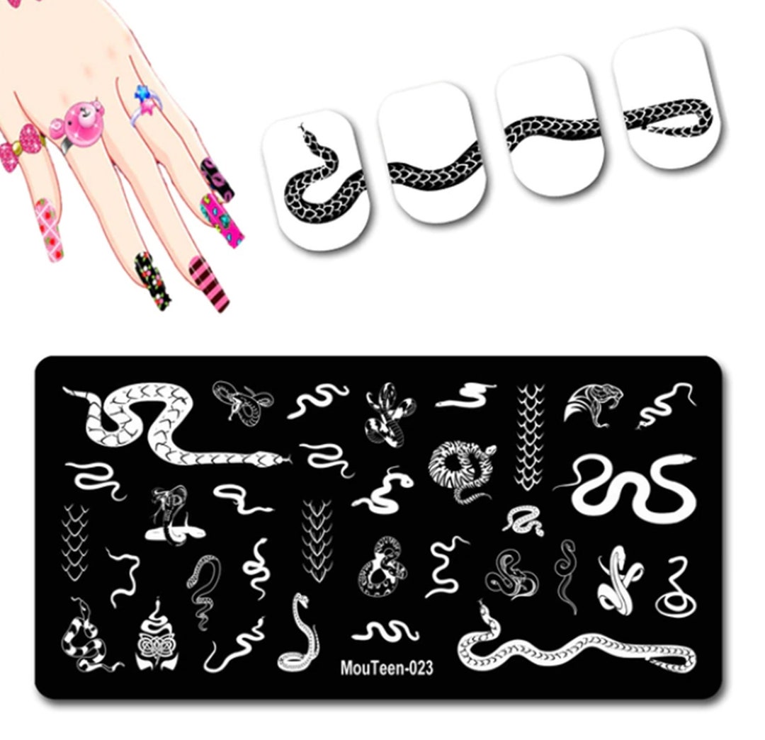 Nail Stamp Full Nail Snake Pattern ~ Nail Art Template ~ Plates for ...