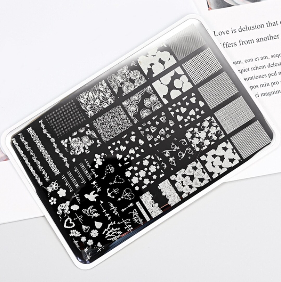 Cute Nail Stamp ,plaid Patterns,heart Shape Nails,beautiful Nail Stamp ...