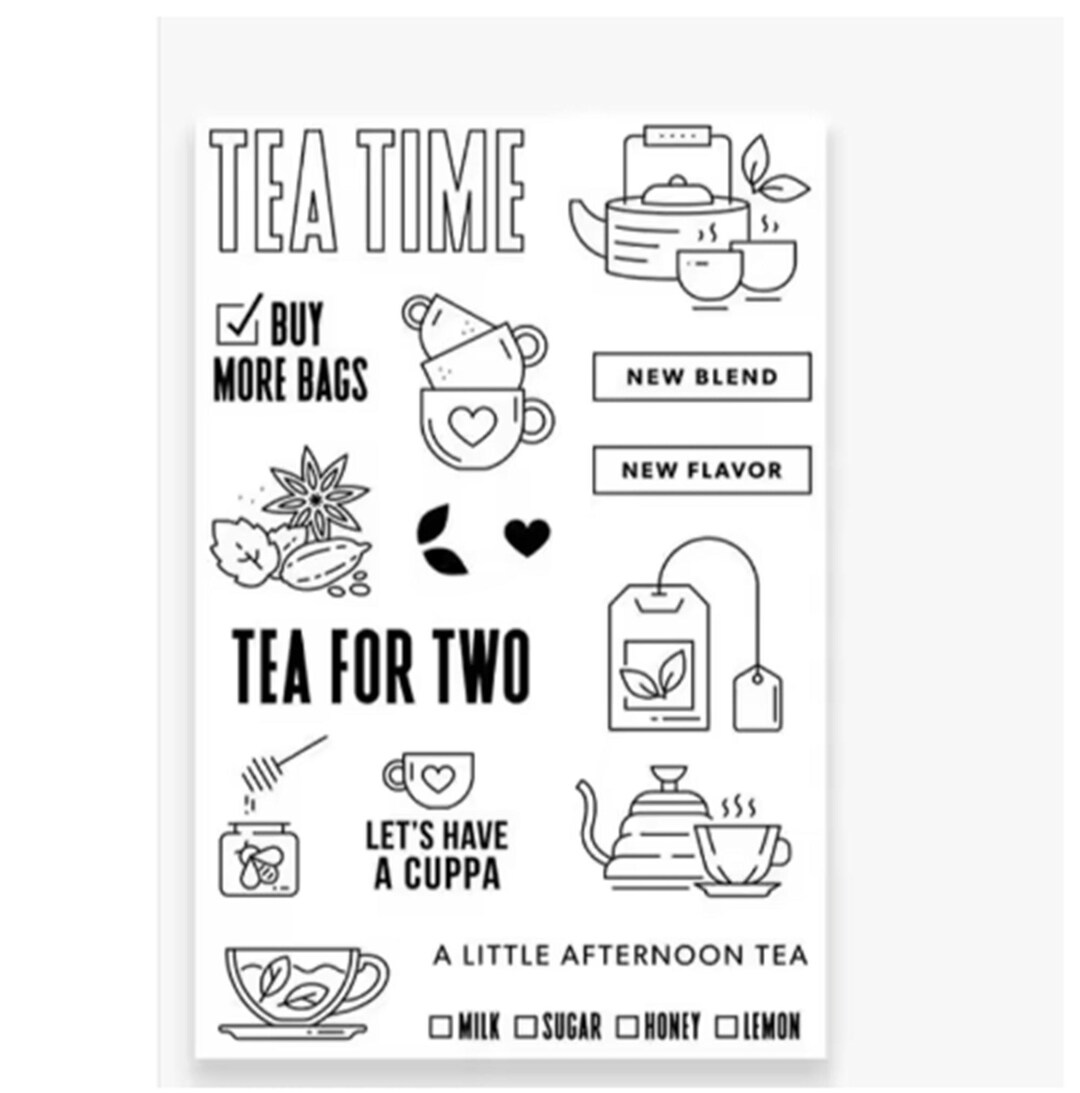 Tea Lover Clear Stamp Set | Transparent Tea Stamps for Paper Crafts - Etsy