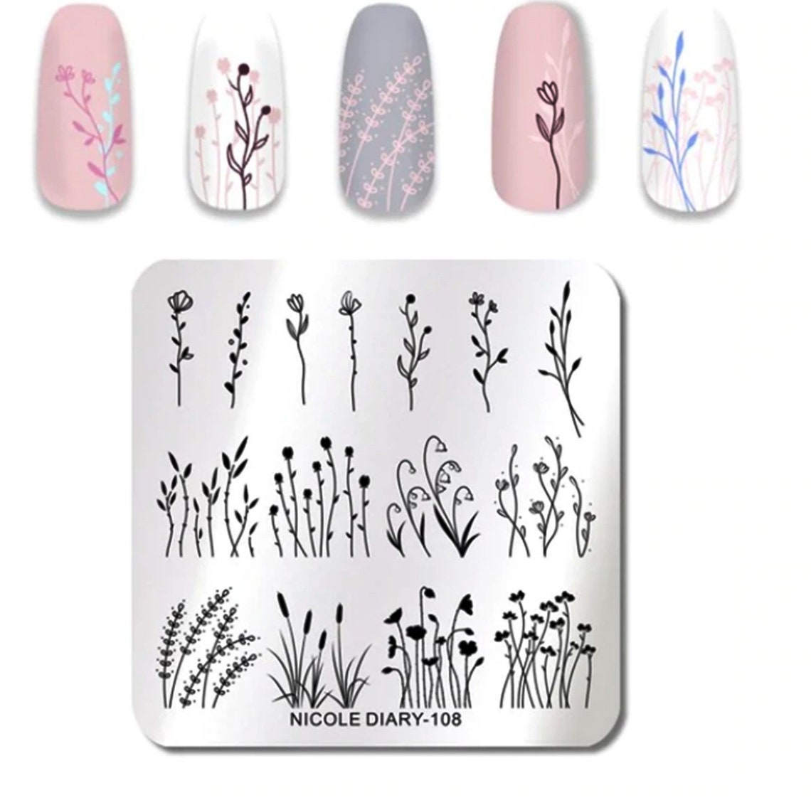 Nail Art Flowers Nail Stamping Plates Lines Flower Stainless - Etsy