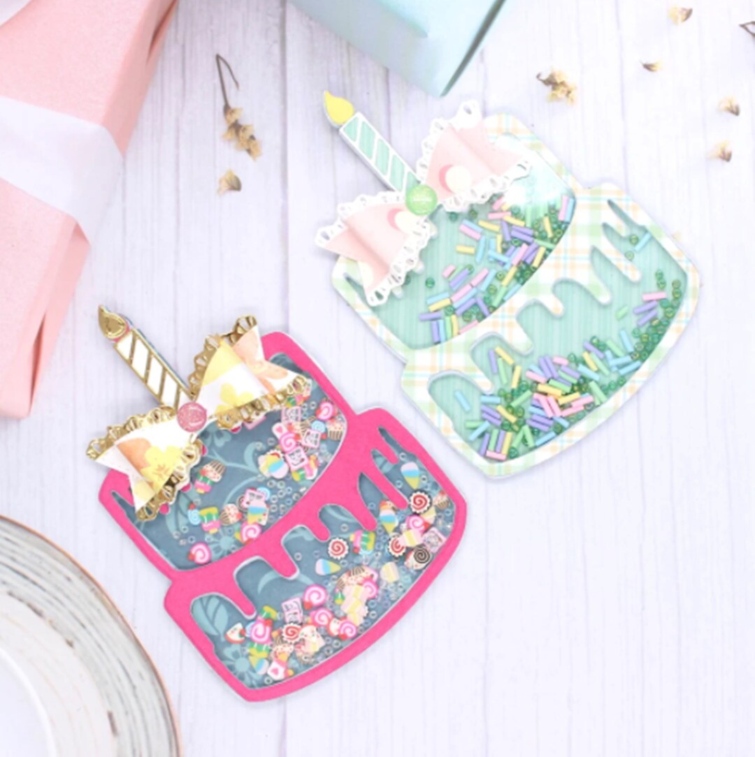 Die Cut Cute Cake Shaker Cutting Dies Happy Birthday Cake Stencils for ...