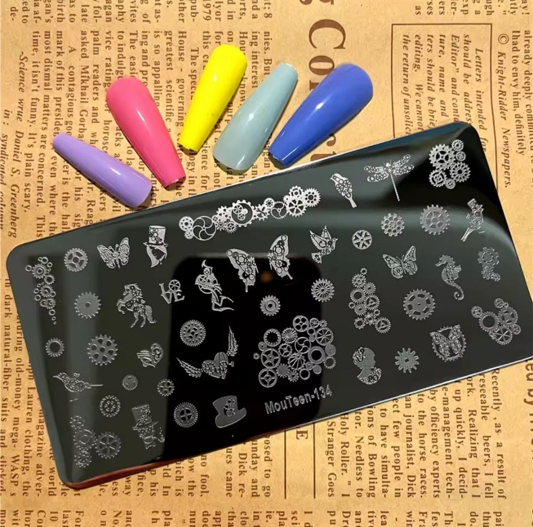 Nail Stamp Mechanic ~ Nail Art Template Steampunk ~ Steampunk Plates ...