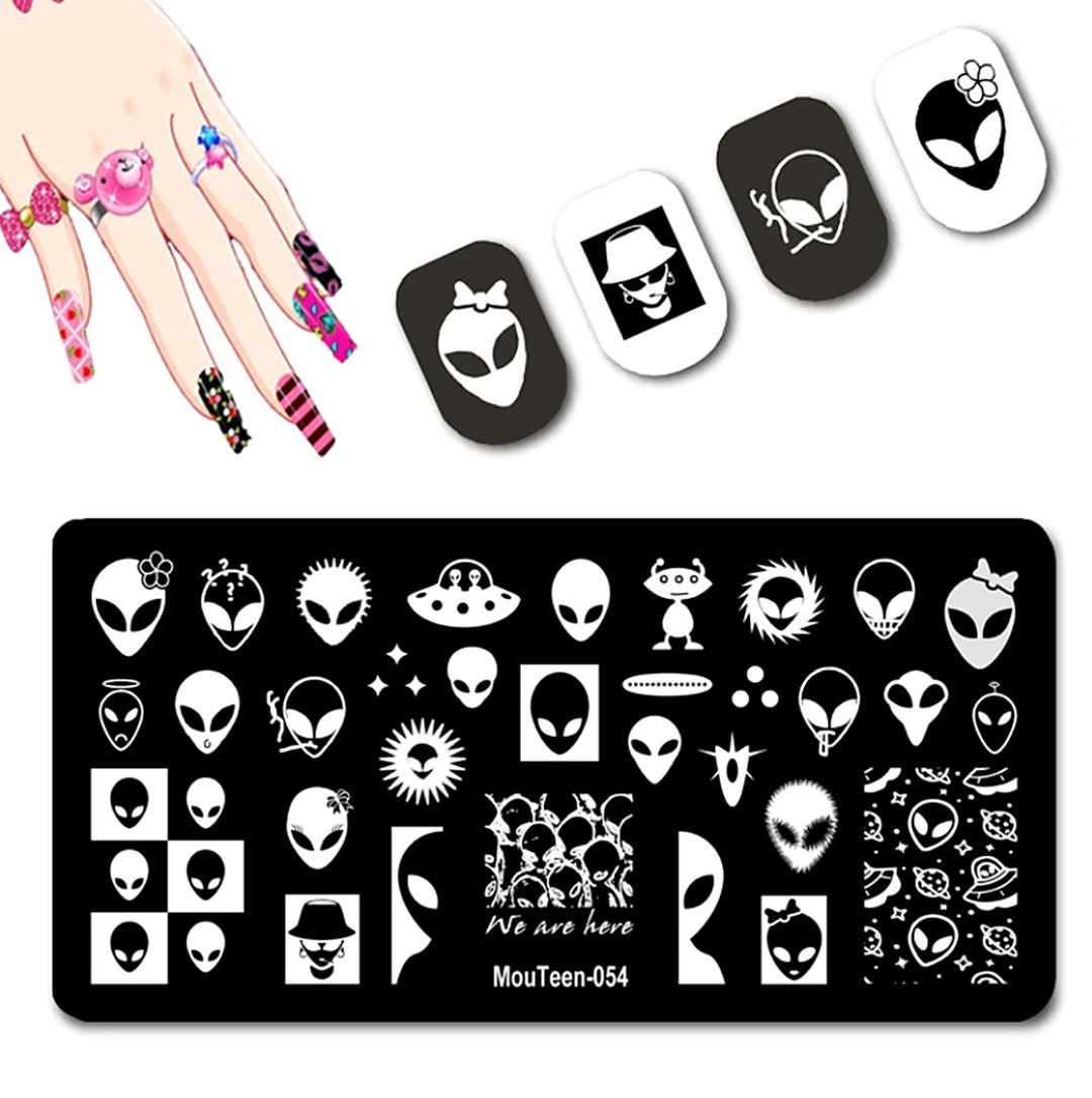 Nail Aliens Designs ~ Nail Art Template ~ Plates for Nails ~ Nail ...