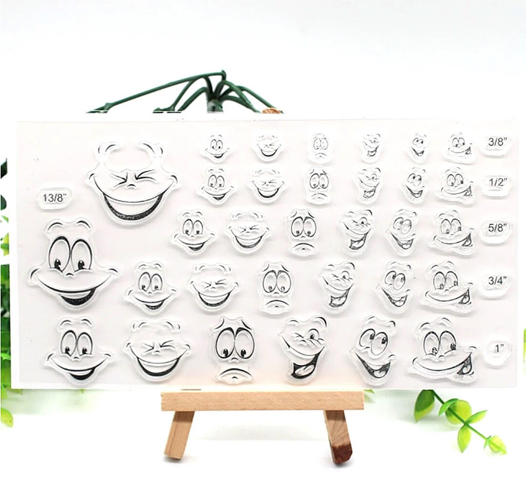 Face Stamps, Clear Silicone Stamps, Sad Face Stamp, Happy Face Stamp ...