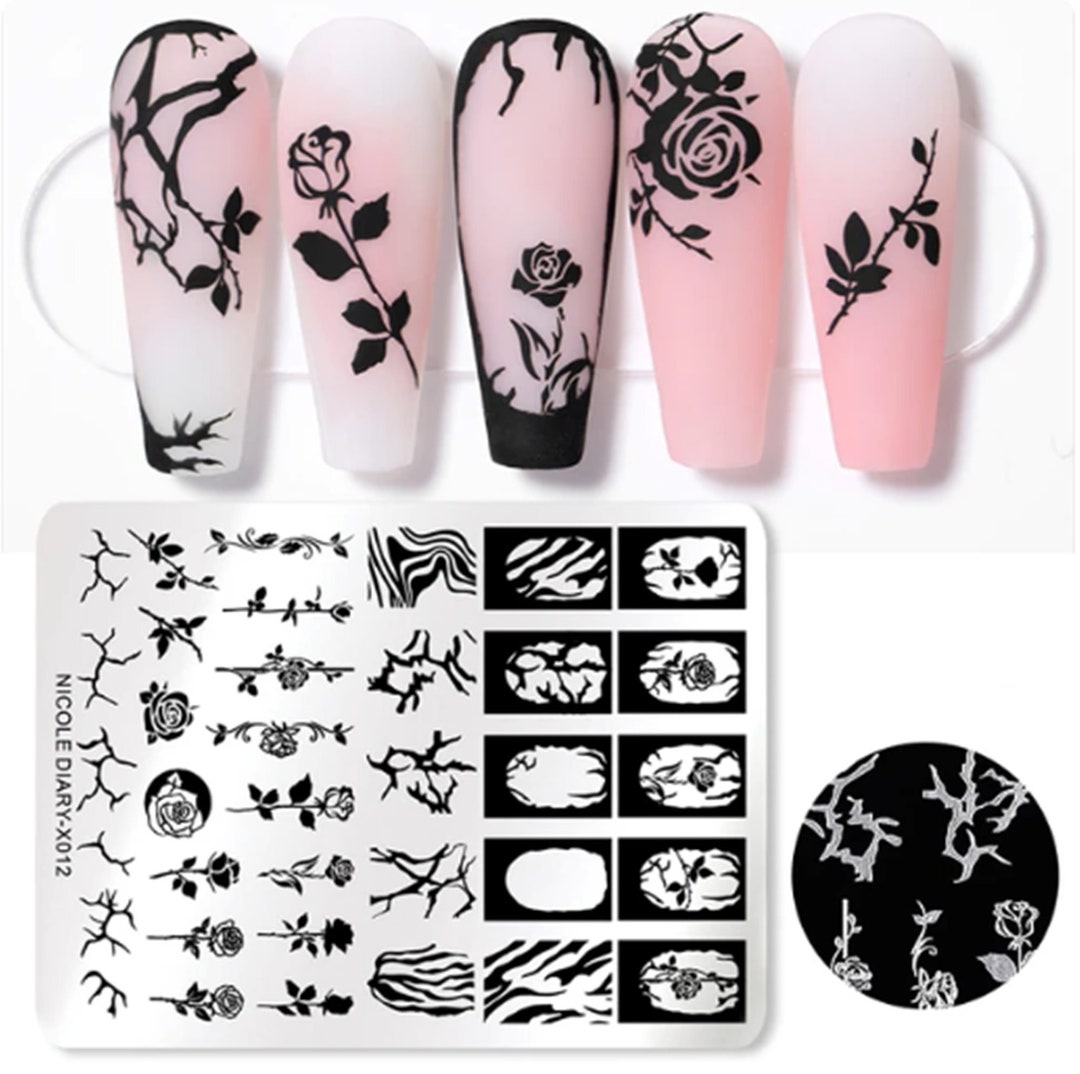 Nail Stamp Roses Nail Art Template Plates for Nails Nail Decorations ...