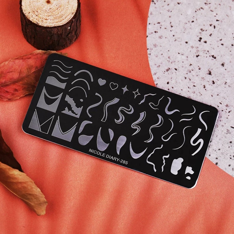 Nail Stamp Plate Abstract Lines Nail Stamping Plate Rectangle - Etsy