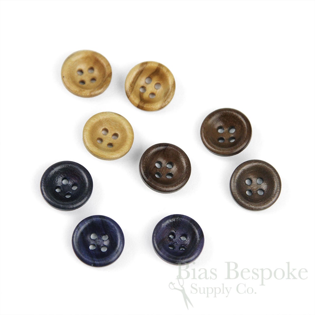 Set of 12 Concave Wooden Shirt Buttons, Made in Italy - Etsy
