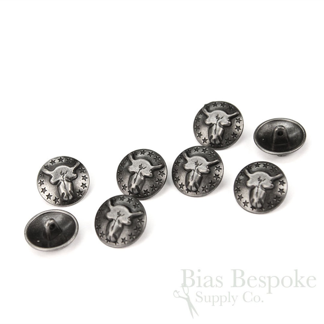 Set of 12 Southwestern Skull Buttons in Antique Silver, 30 Line - Etsy