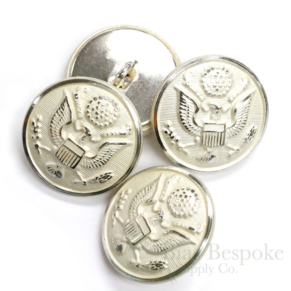 US Military Silver Uniform Buttons in Three Sizes Made in | Etsy