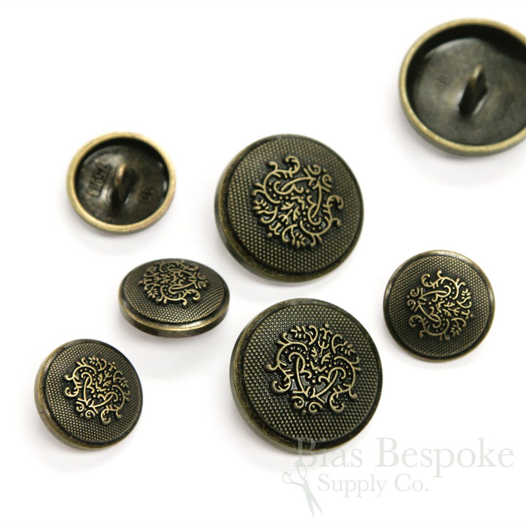 Sets of Antique Brass Metal Crest Buttons in Two Sizes - Etsy