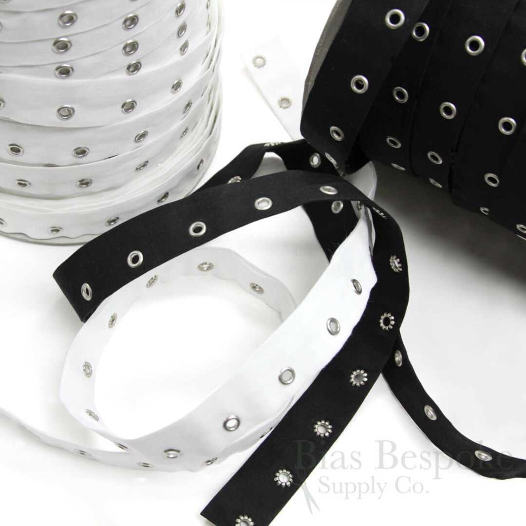 100 Yard Roll of 100% Cotton Eyelet Tape With Silver Eyelets, Made in ...