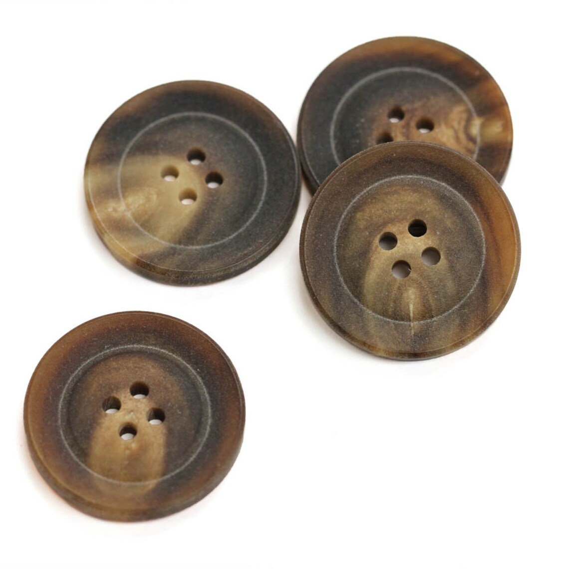 Set of 3 Refined Brown Buffalo Horn Overcoat Buttons Matte | Etsy