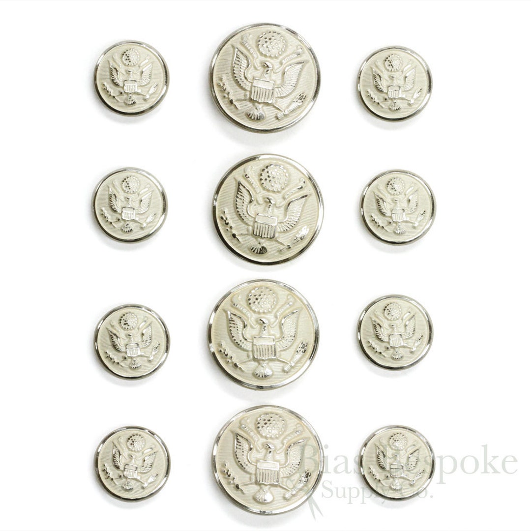US Military Silver Uniform Buttons in Three Sizes, Made in France - Etsy