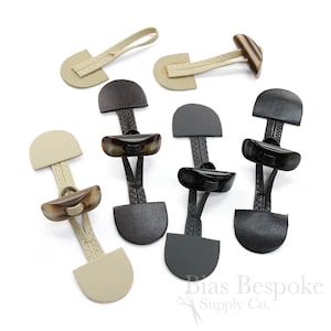 5 1/2" Leather and Horn Toggle Closures in Four Colors, Made in Italy ...