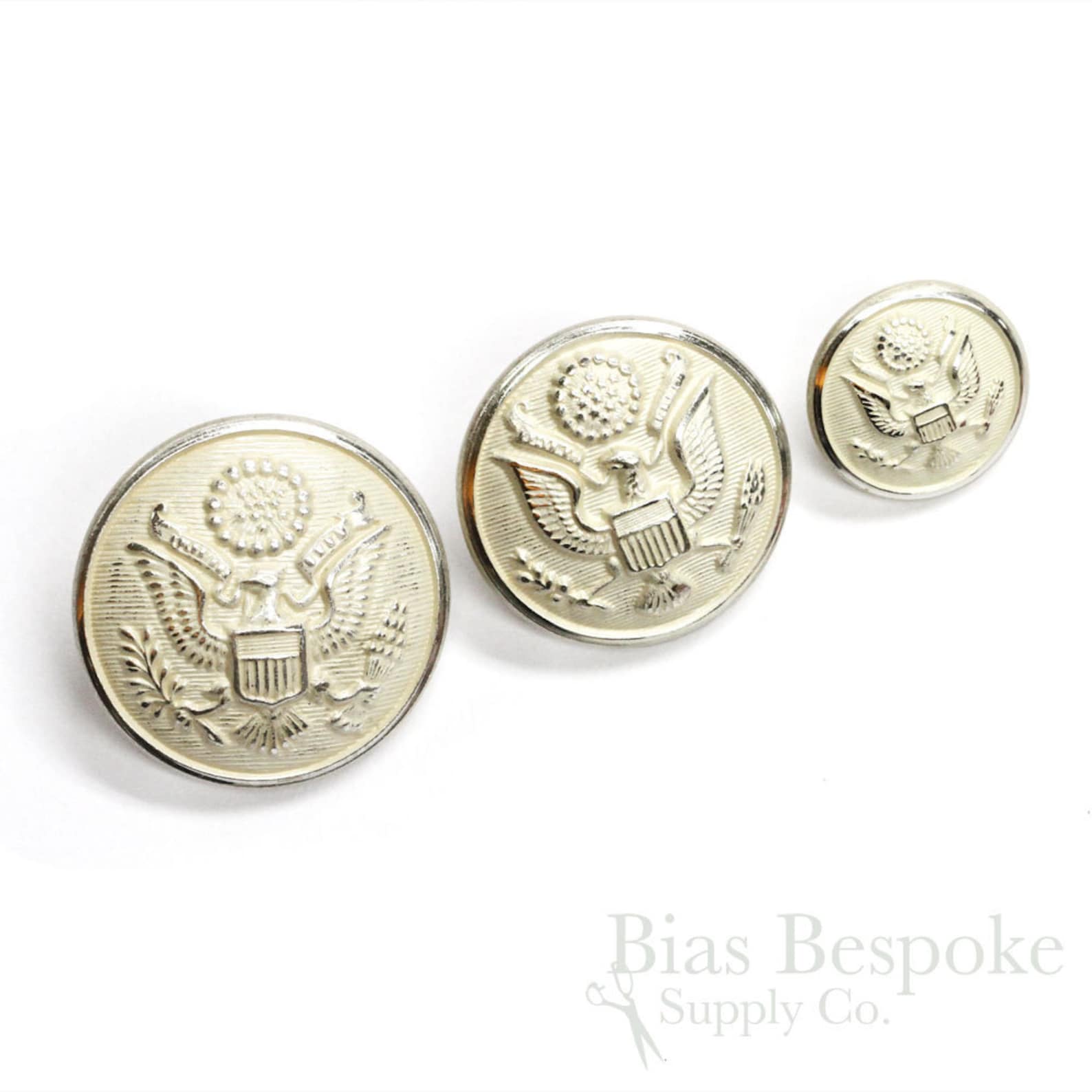 US Military Silver Uniform Buttons in Three Sizes Made in - Etsy