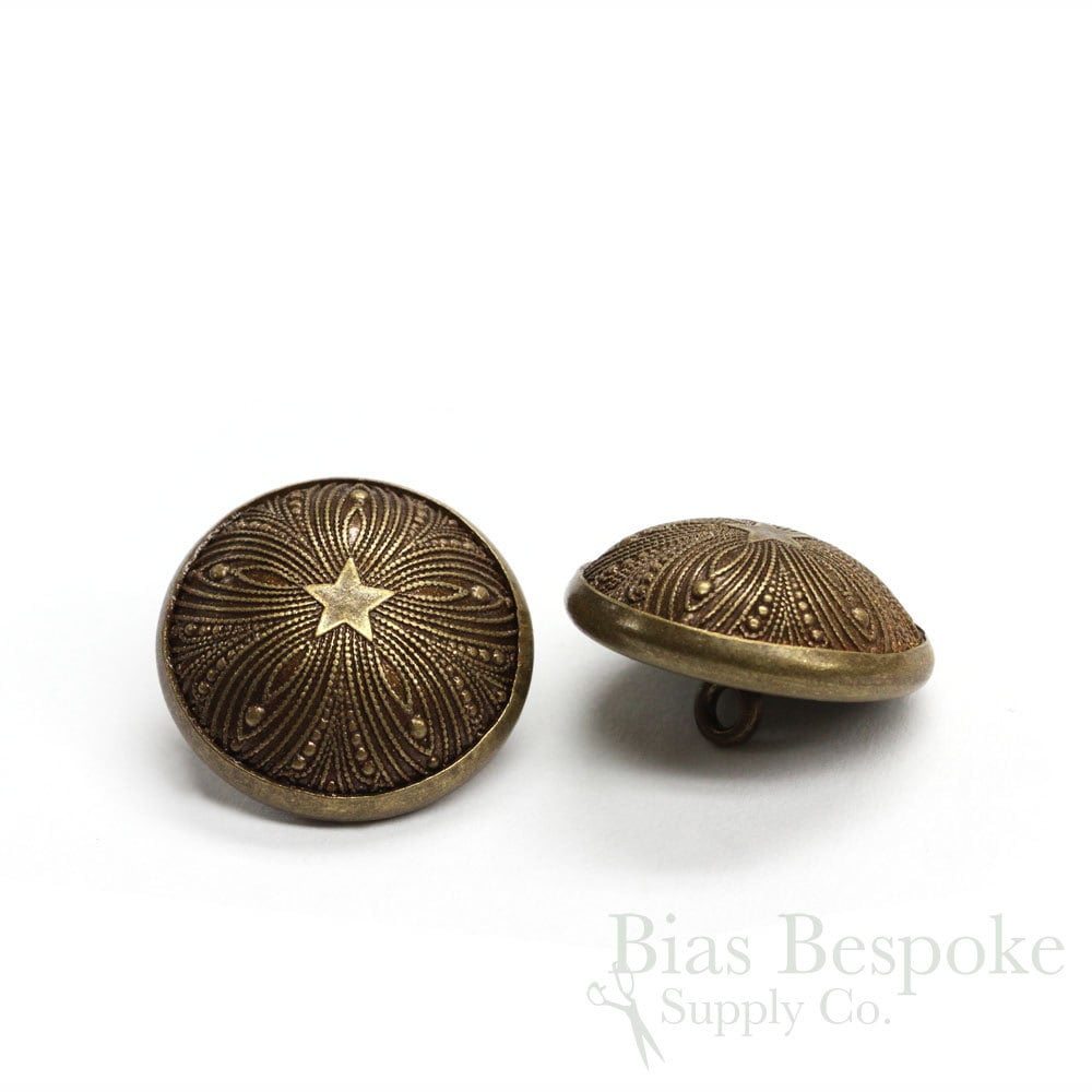 Sets of Exquisite Antique Brass Star Buttons in Two Sizes, Made in ...