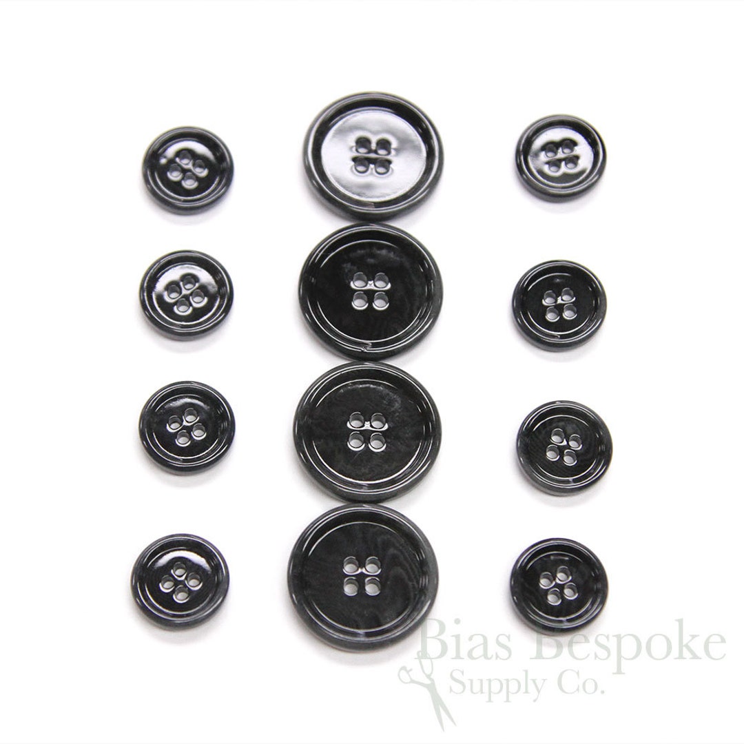 Set of Classic Charcoal Gray Lacquered Corozo Suit Buttons, Made in ...