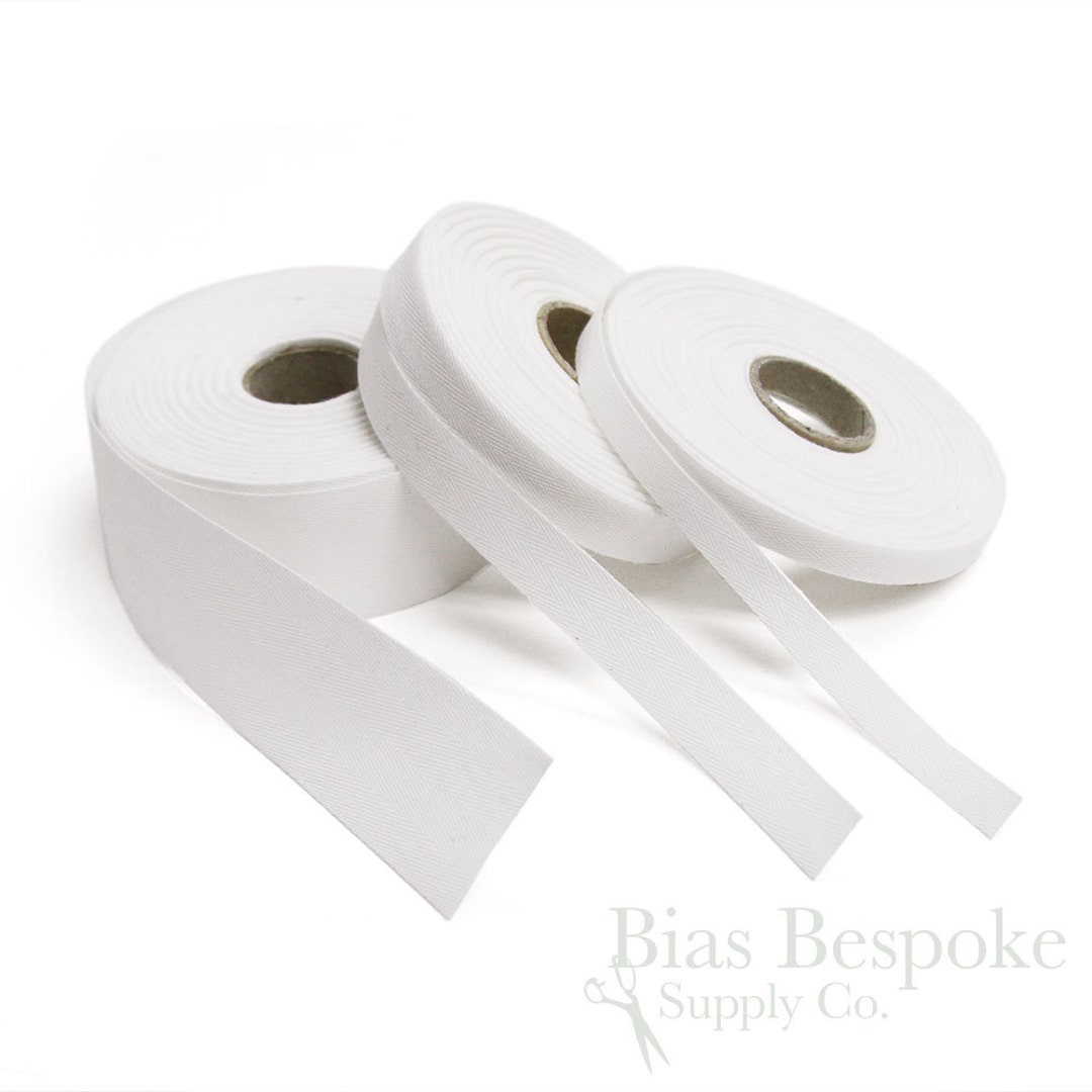 20 Meter Roll of 100% Italian Cotton Twill Tape, White, Available in ...