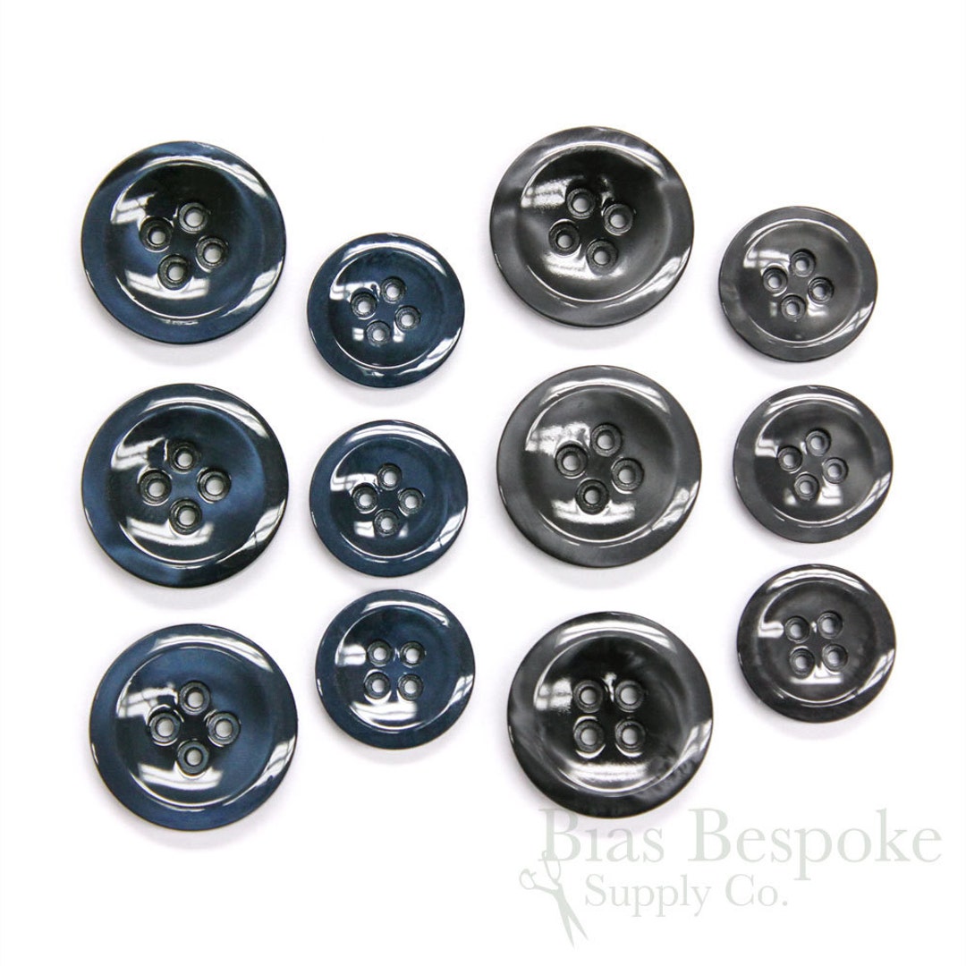 Luminous Blue and Gray Galalite Buttons, Made in Italy - Etsy