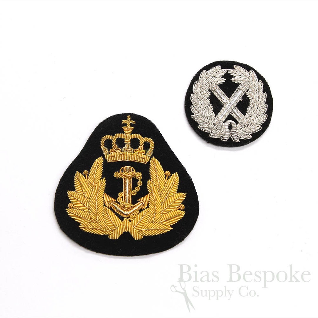 Silver and Gold Bullion Wire Embroidered Badges in Two Styles - Etsy