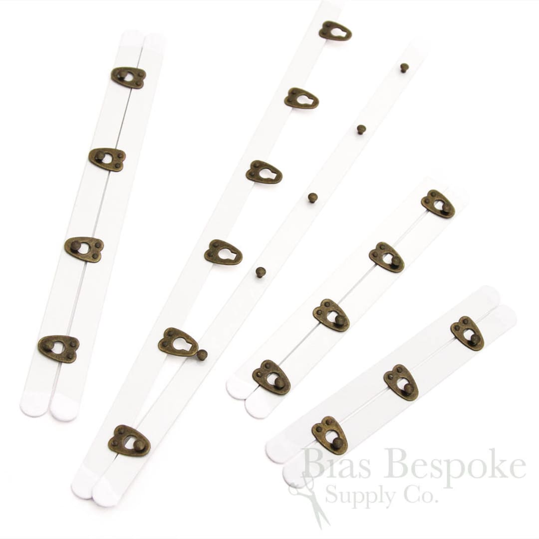 Antique Brass and White Spring Steel Corset Busks, 12 Sizes Available ...