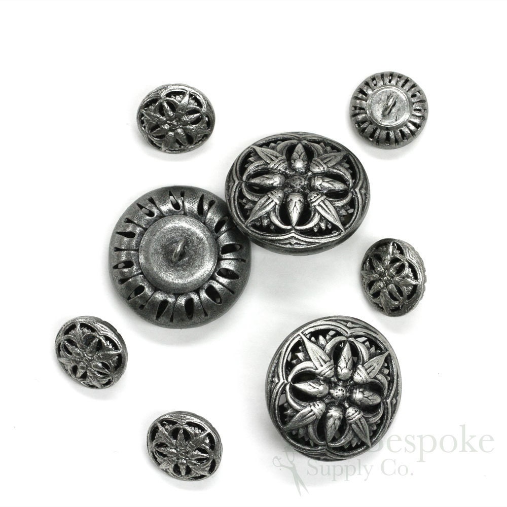 Stunning Antique Silver Filigree Buttons in Two Sizes, Made in France ...