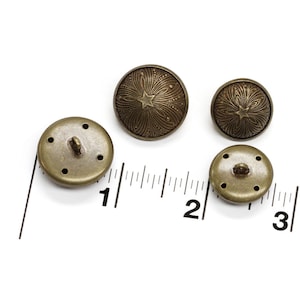 Sets of Exquisite Antique Brass Star Buttons in Two Sizes, Made in ...