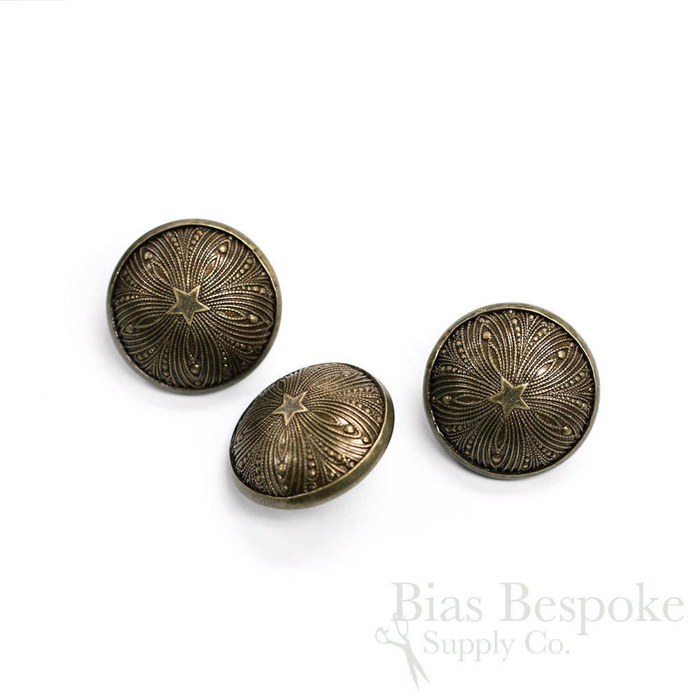 Sets of Exquisite Antique Brass Star Buttons in Two Sizes, Made in ...